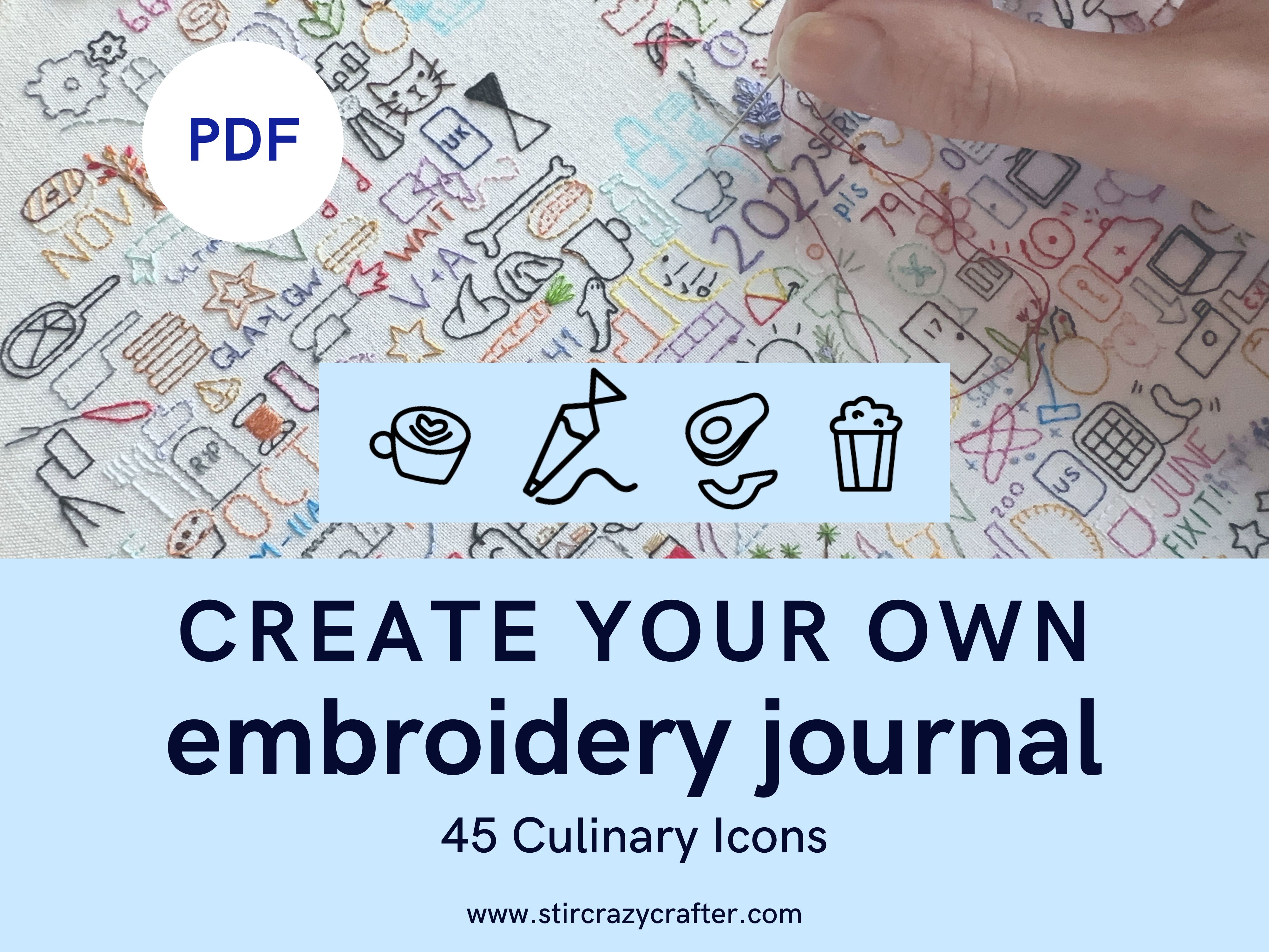 Cooking Icons for Embroidery Journals - The Stir-Crazy Crafter