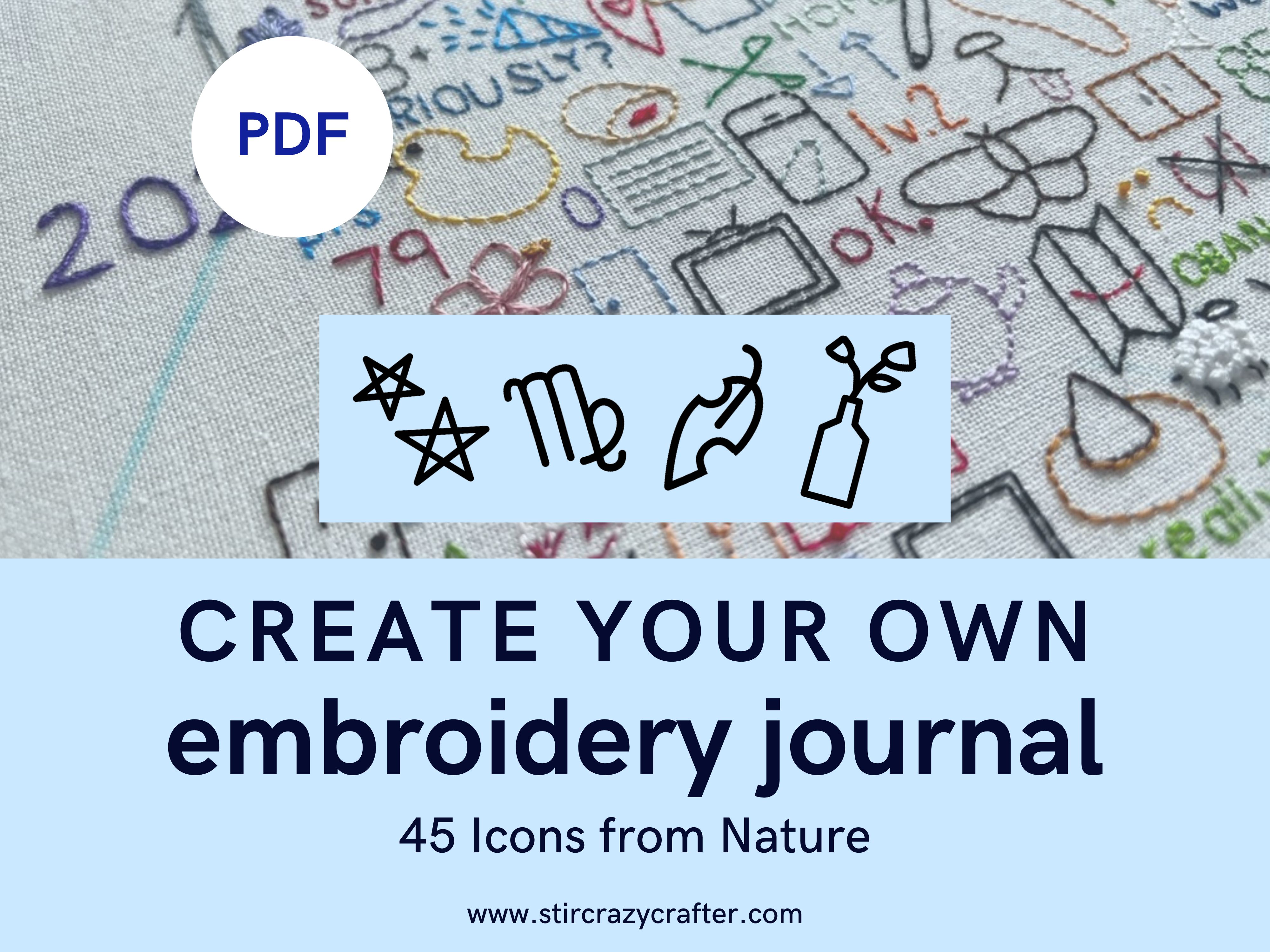 Nature Icons for Embroidery Journals PDF - The Stir-Crazy Crafter