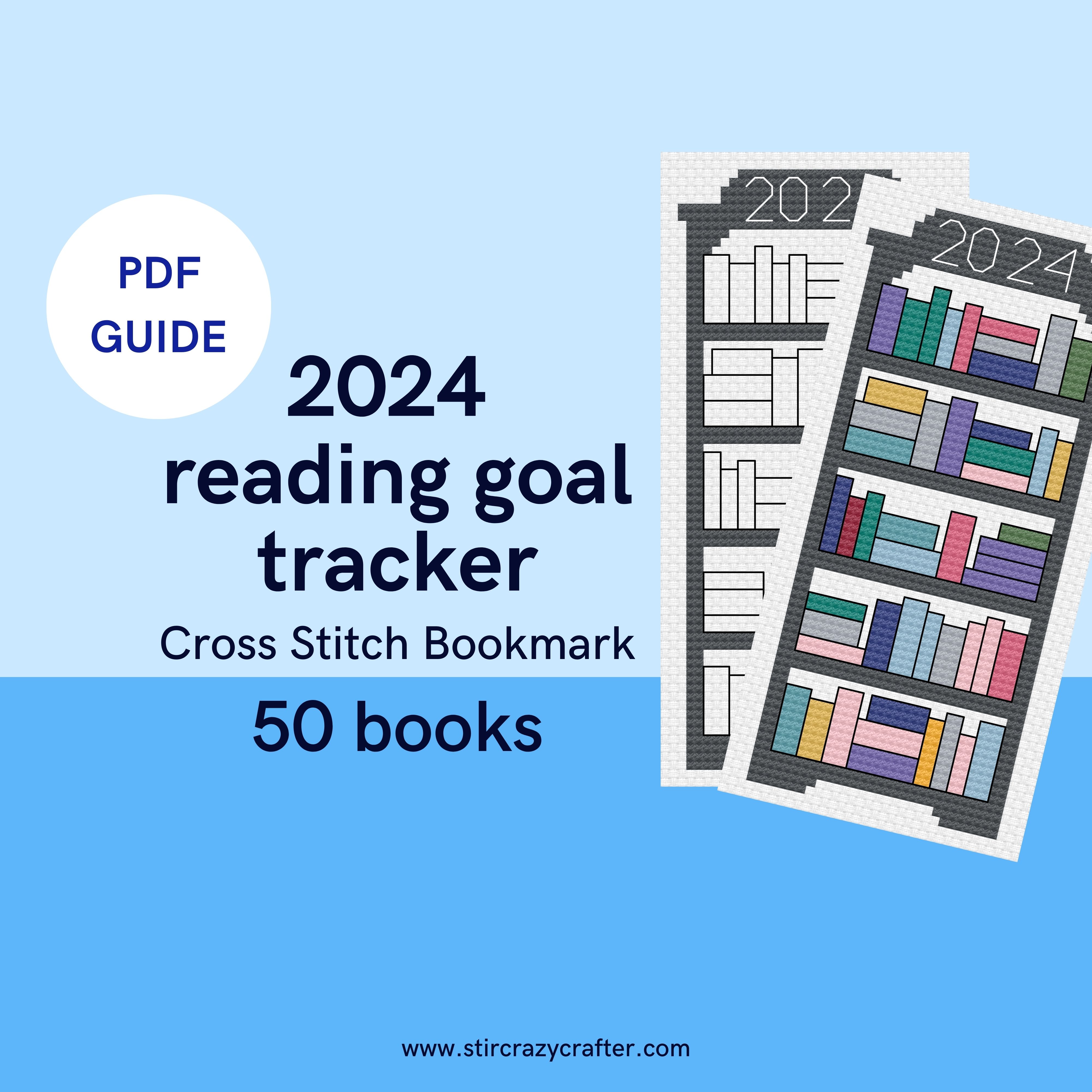 2024 50 Books Reading Goal Tracker Cross Stitch Bookmark Guide - The ...
