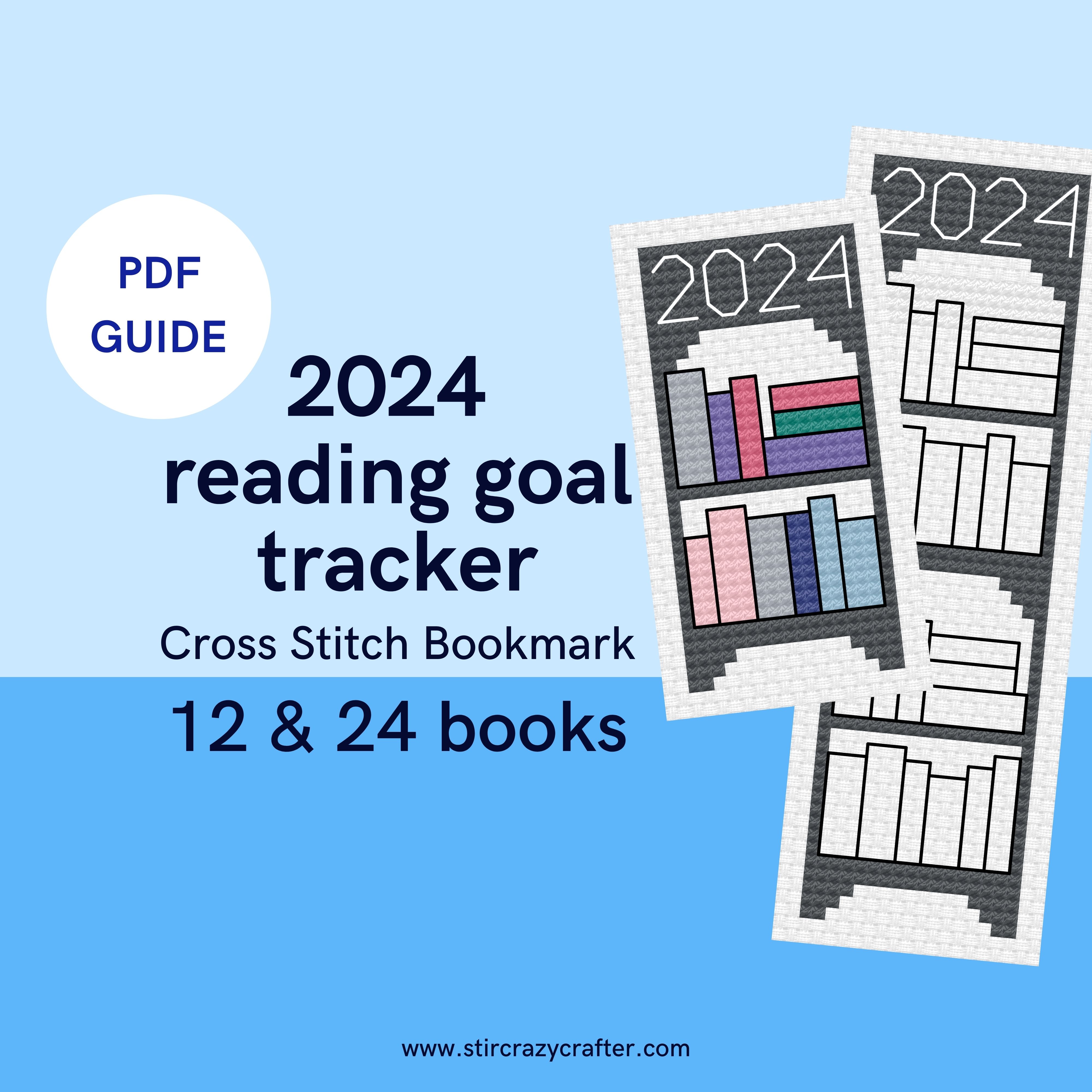 2024 12 & 24 Books Reading Goal Tracker Cross Stitch Bookmark Guide ...